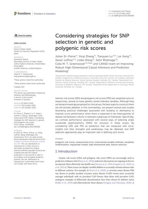 pdf considering strategies for snp selection in genetic and polygenic