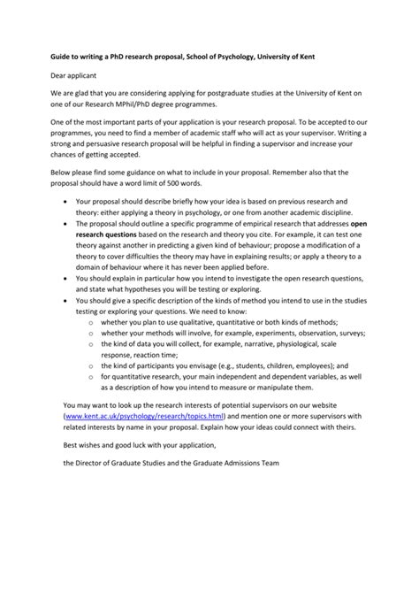 Guide To A Phd Research Proposal School Of Psychology University