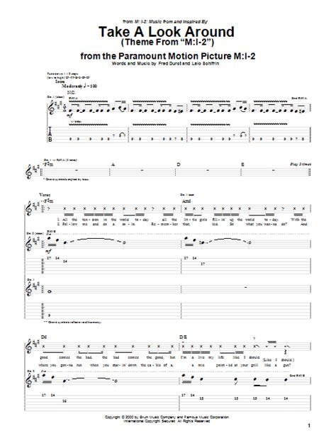 Take A Look Around Theme From M I 2 Guitar Tab Sheet Music