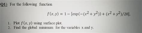 How To Find The Global Minimum For The Variables X Y More Details In