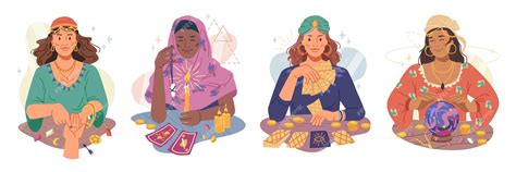 Premium Vector Soothsayer Mystic Fortune Tellers Witch Women Set