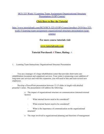 Hcs Week Learning Team Assignment Organizational Structure Presentation Tutorialrank