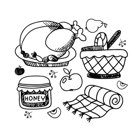 Premium Vector Hand Drawn Picnic Outline Elements