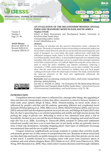 Pdf An Evaluation Of The Relationship Between Spatial Form And