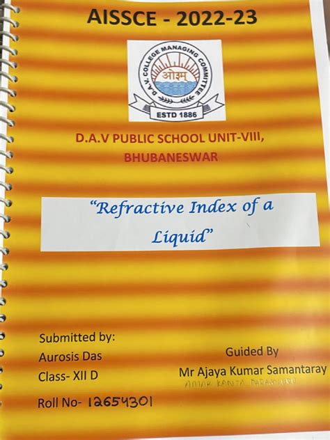 Refractive Index Physics Investigatory Project Pdf