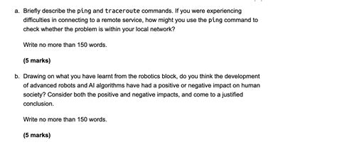Solved A Briefly Describe The Ping And Traceroute Commands