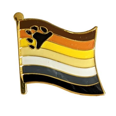 Bear Pride Flag Gold Enamel Waving Flag Pin Badge Uk