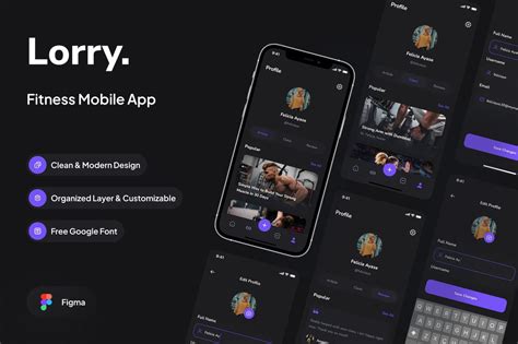 运动健身相关功能的app深色版app Ui Kit Fig 云瑞设计