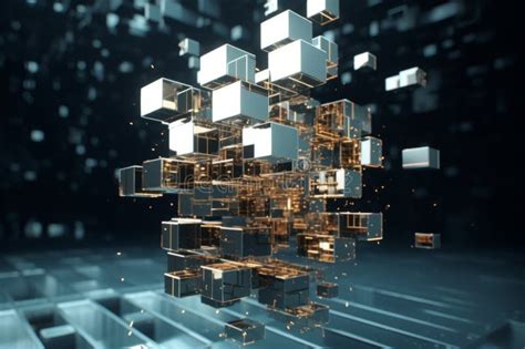 A Dynamic Shot Of A Rotating 3d Cube Composed Of Geometric Shapes Stock Illustration