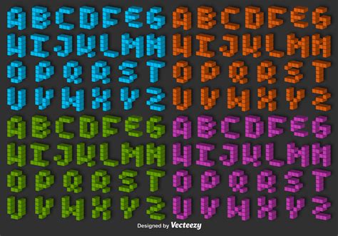 3d Pixel Alphabet Vector Set Download Free Vector Art Stock Graphics And Images