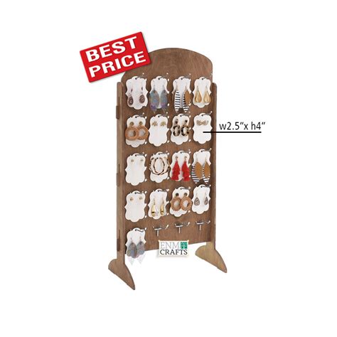 Wooden Card Racks Spinner Display Stand Pegboard Rotating Earrings