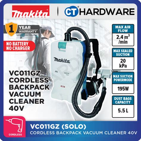 Makita Vc011gz Cordless Backpack Vacuum Cleaner 40v Without Battery