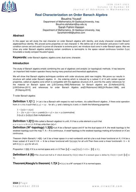 Pdf Characterization On Order Banach Algebra
