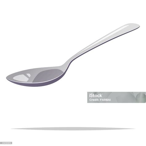 Metal Spoon Or Tablespoon Vector Isolated Illustration Stock