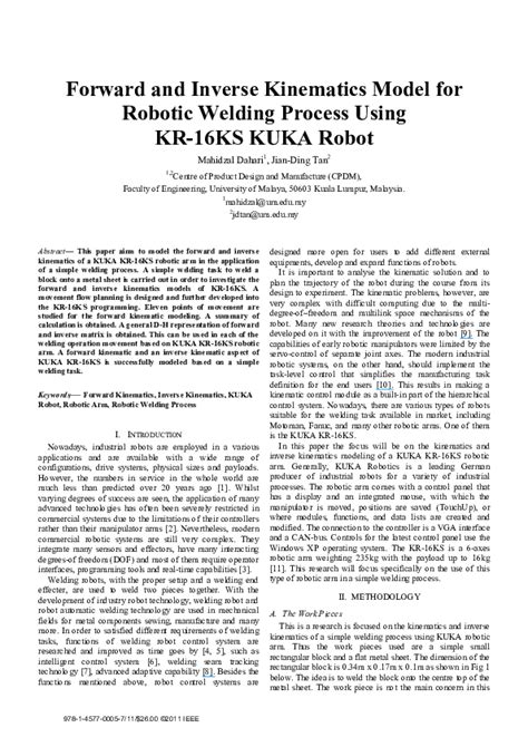 Pdf Forward And Inverse Kinematics Model For Robotic Welding Process Using Kr16ks Kuka Robot