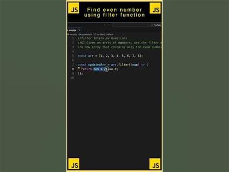How to Find even number from array using filter function | Javascript ...