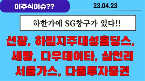 8하한가 삼천리 서울가스 다올투자증권 Sg증권 선광 하림지주 대성홀딩스 세방 다우데이타 급락이유 Youtube