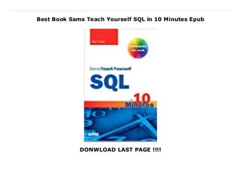 Sams Teach Yourself Sql In 10 Minutes 3rd Edition