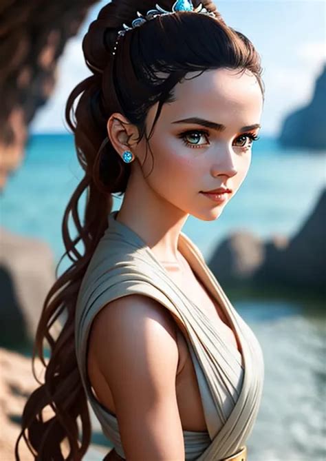 Very Attractive Rey From Star Wars Messy Hair Smal Openart