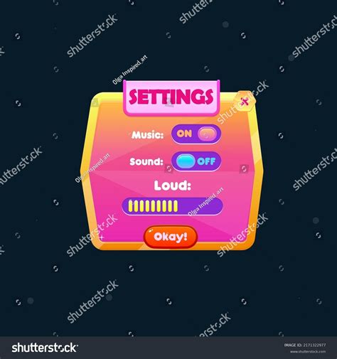 Game Ui Settings Pink Orange Golden Stock Vector Royalty Free Shutterstock