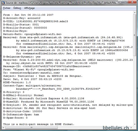 Thunderbird Afficher Len Tête Header Dun Message Libellulesch