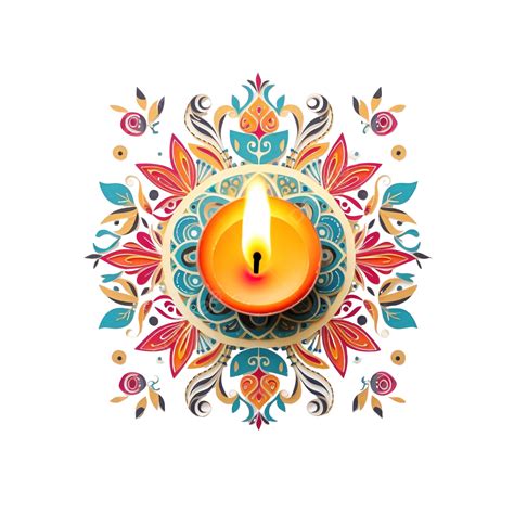 Diwali Wishes Greeting Card With Colorful Mandala And Oil Lamp Diya