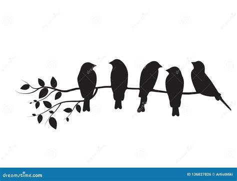 Birds On Branch Illustration Birds On Tree Design Birds Silhouette
