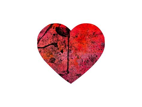 Grunge Red Heart Art Symbol Isolated Design Element Love Romantic