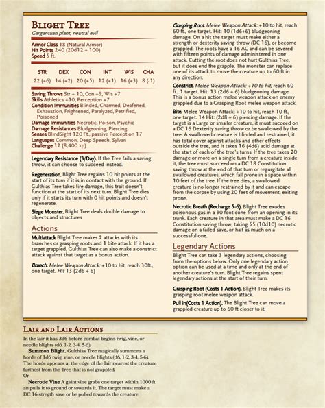 Blight Tree Monster Stats R Legendofsamuel