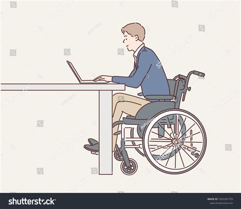 휠체어를 타고 휠체어를 탄 젊은 남성 스톡 벡터로열티 프리 1932281759 Shutterstock