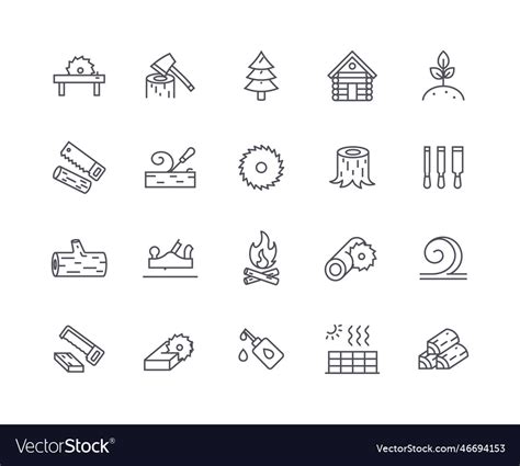 Logging Icons Outline Set Royalty Free Vector Image