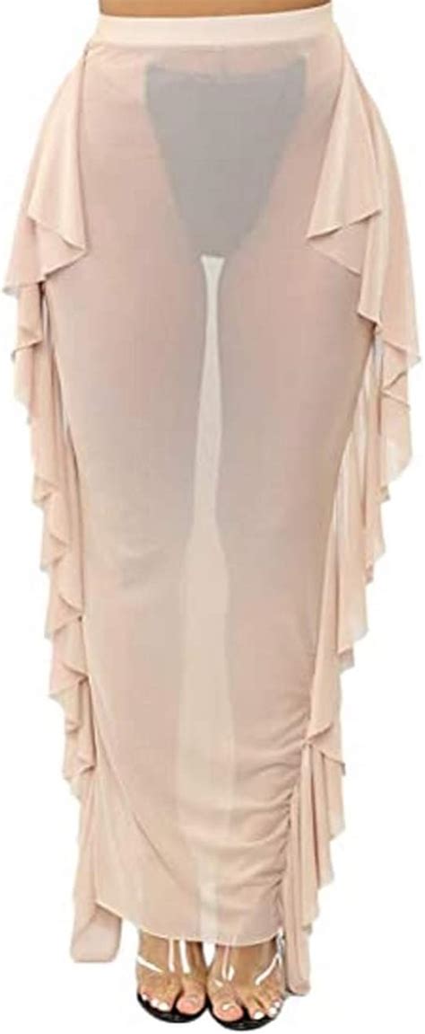 Damen Sommer Wickelrock Elegant Boho Transparenter Lange Maxirock Strand Röcke Strandkleid