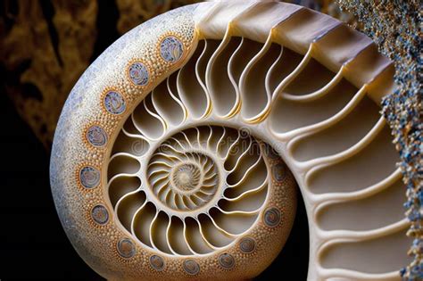 Close Up Of A Nautilus Shell Revealing Its Intricate Technology
