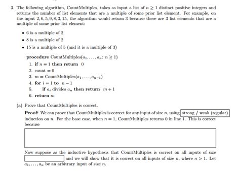 the following algorithm countmultiples takes as