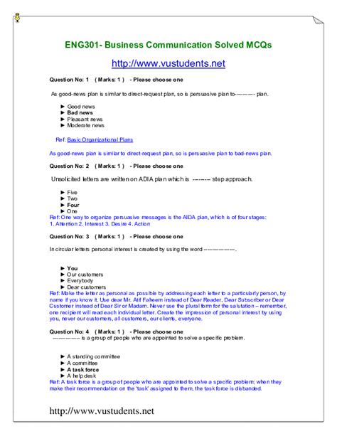 pdf eng301 business communication solved mcqs