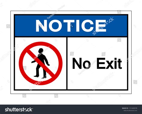 Notice No Exit Symbol Signagevector Illustration Stock Vector Royalty