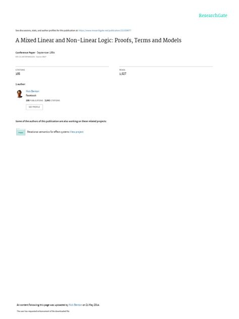 A Mixed Linear And Non Linear Logic Proofs Terms And Models Pdf