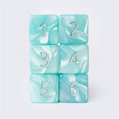 Kraken Signatures Light Aqua With Silver Ink Polyhedral Rpg D6 Dice S