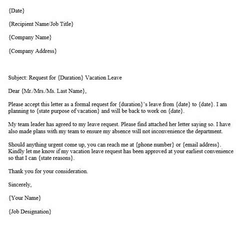 Detail Annual Leave Request Email Template Koleksi Nomer 9