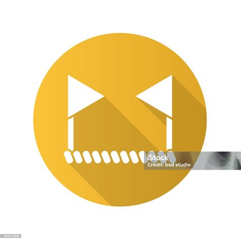 크리켓 경계 플랫 디자인 긴 그림자 문표 아이콘입니다 밧줄로 연결된 두 개의 깃발 경기장의 테두리 박쥐와 공 팀 게임 스포츠 놀이터 장비 벡터 실루엣 일러스트레이션