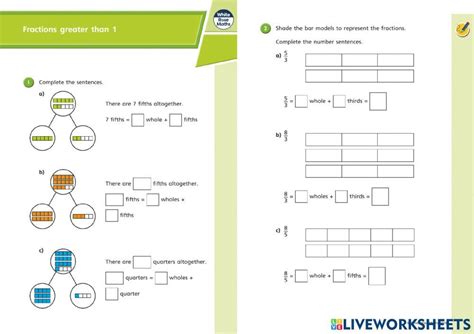 Compare And Order Fractions Greater Than 1 Activity For 3rd 5th Grade