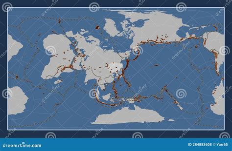 Amur Tectonic Plate Contour Patterson Cylindrical Oblique Vol Stock Illustration