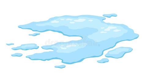 Water Spill Puddle Blue Liquid Shape In Flat Cartoon Style Stock