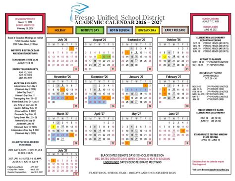 Fresno Unified School District Calendar 2026 2027 Download