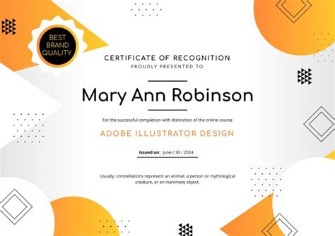 Quality Certificate Template