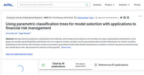Using Parametric Classification Trees For Model Selection With Applications To Financial Risk