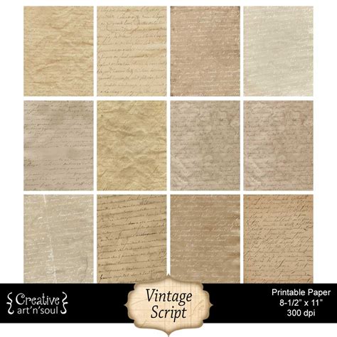 Vintage Script Printable Paper Creative Artnsoul