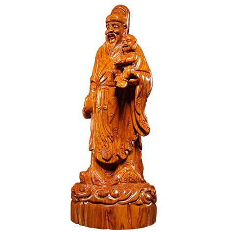 花梨木雕福禄寿三星神像摆件实木质工艺品送老人长辈祝寿贺寿礼品虎窝淘