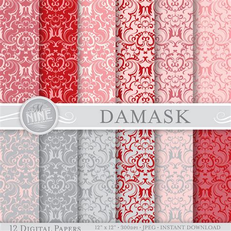 Damask Digital Paper Romance Damask Printable Pattern Print