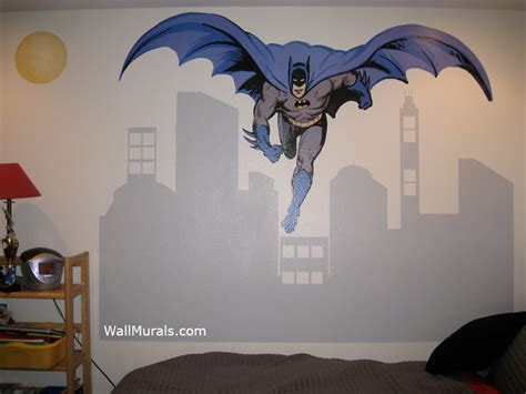 Batman Wall Mural With Painted Cityscapewall Murals By Colette